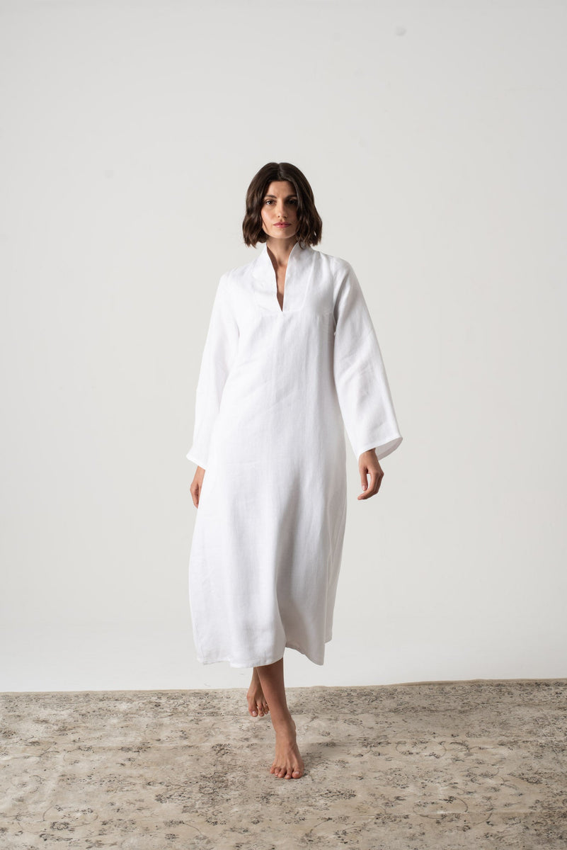 Alarik Linen Kaftan White - LUXMII